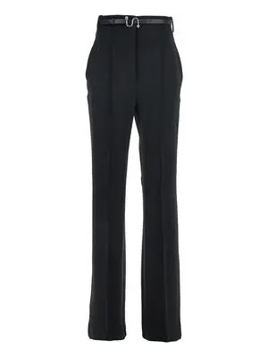SPORTMAX SPORTMAX Black Fabric Pants With Metallic Buckle Belt