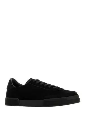 Dolce & Gabbana Calf Leather Round Toe Flat Sole Trainers - Black