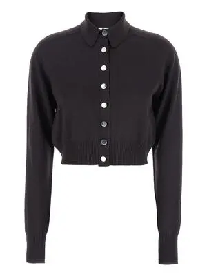 Sportmax Perseo Cropped Cardigan With Button-down Collar And Ribbed Trims - Multicolor