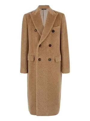 Dolce & Gabbana Beige Double-breasted Wool Blend Coat With Peak Lapel - Multicolor