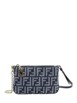 Fendi Ff Jacquard Fabric Baguette Clutch - Multicolor