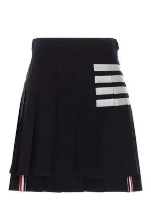 Thom Browne Pleated Skirt With Signature Stripes - Blue