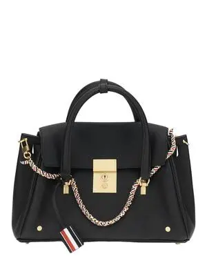 Thom Browne Mrs. Thom Handbag In Pebble-grained Leather With Gold-tone Padlock Closure - Black