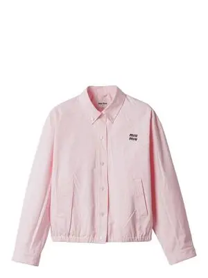 Miu Miu Cotton Jacket With Embroidered Logo - Multicolor