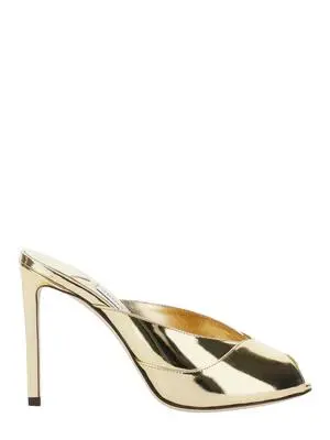 JIMMY CHOO Brigitte Mule 100mm Gold Glitter Heel Multicolor