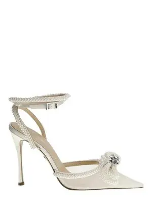 Mach & Mach Embellished Pointed Toe Stiletto Heel Pumps - White
