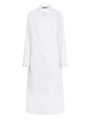 Balenciaga Draped Back Cotton Poplin Dress - White