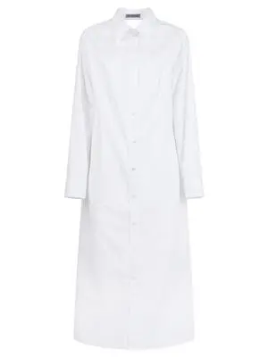 Balenciaga Draped Back Cotton Poplin Dress - White
