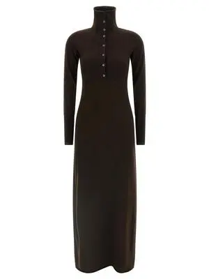 TOM FORD Ribbed Cashmere High Neck Dress - Brown