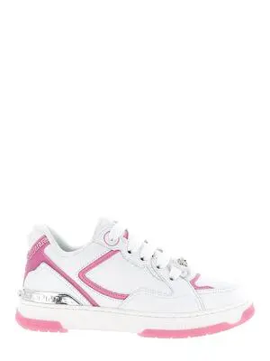 Versace Biggie Basket' Leather Sneakers With Greca Motif - Pink