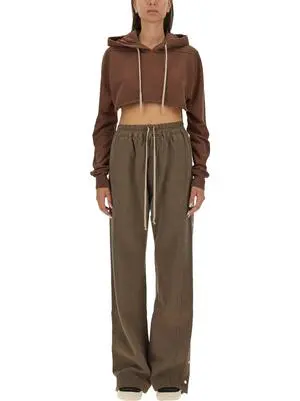 Rick Owens Cropped Cotton Hoodie - Brown