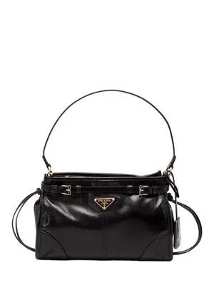 Prada PRADA Leather Shoulder Bag With Enameled Triangle Logo Multicolor