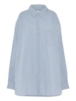 MAISON MARGIELA Striped Silk Cotton Button-up Shirt - Blue