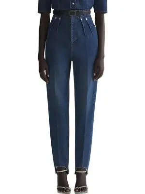 MUGLER Straight Leg Pleated Trousers - Blue
