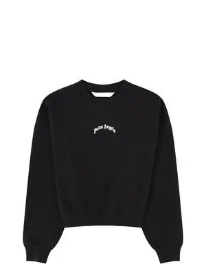 Palm Angels Cropped Logo Sweatshirt - Black