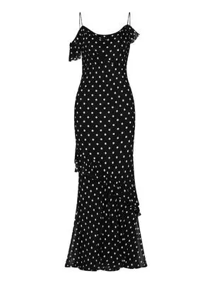 SELF-PORTRAIT Polka Dot Georgette Maxi Dress - Multicolor
