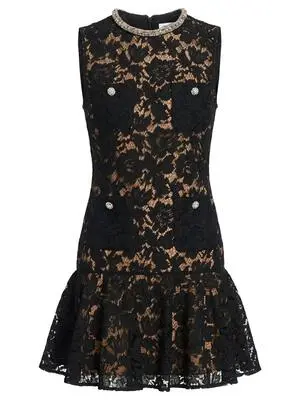 SELF-PORTRAIT SELF-PORTRAIT Lace Crystal Mini Dress