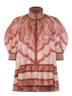 ZIMMERMANN ZIMMERMANN Wanderlust Silk Blouse With Paisley Print And Smocked High Neck