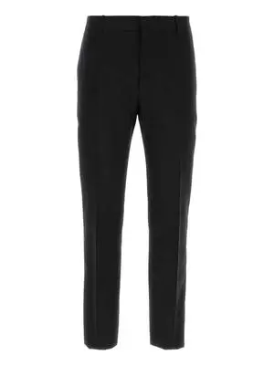 Alexander McQueen Gabardine Wool And Mohair Blend Trousers - Black