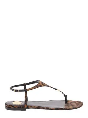 Saint Laurent Cassandra Leopard Print Flat Sandals - Multicolor