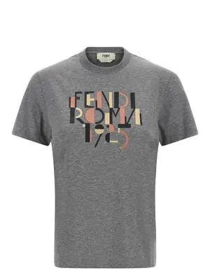Fendi Roma 1925 Cotton Mélange Jersey T-shirt - Gray