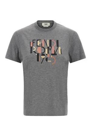 Fendi Roma 1925 Cotton Mélange Jersey T-shirt - Gray
