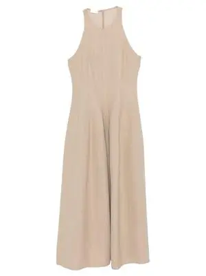 Brunello Cucinelli Sleeveless Paneled Linen Blend Dress - Multicolor