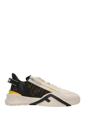 Fendi Flow Leather Sneakers With Embossed Logo - Multicolor