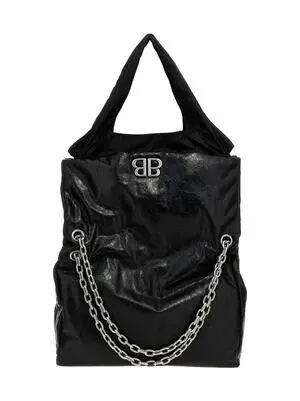 Balenciaga Calf Leather Tote Bag With Silver-tone Hardware - Black