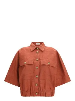 Brunello Cucinelli Textured Button-up Shirt - Orange
