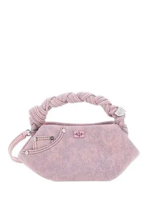 GANNI Denim Mini Handbag With Woven Handle - Multicolor