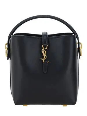 Saint Laurent Leather Mini Bag With Logo - Black