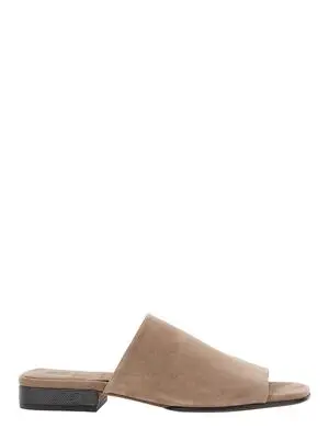 Brunello Cucinelli Beige Suede Sandals With Monile Detail - Multicolor