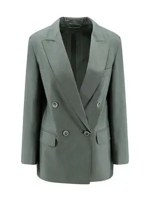Max Mara Virgin Wool And Silk Double-breasted Blazer - Multicolor