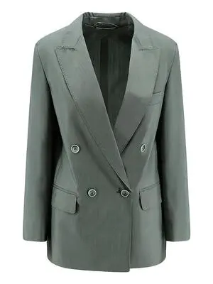 Max Mara Virgin Wool And Silk Double-breasted Blazer - Multicolor