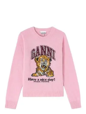 GANNI GANNI Graphic Print Crewneck Sweater Multicolor