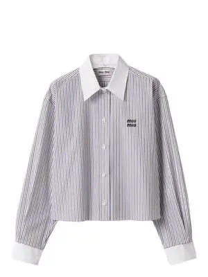 MIU MIU MIU MIU Striped Cotton Shirt With Embroidered Logo