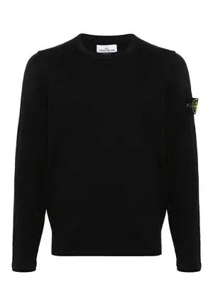 Stone Island Cotton Blend Crewneck Sweater - Black