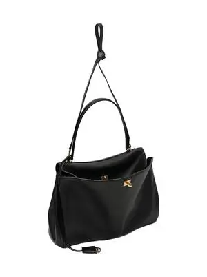 Balenciaga Calf Leather Shoulder Bag With Twist-lock Detail - Black