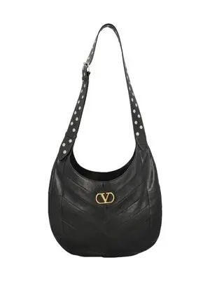 Valentino Garavani VALENTINO GARAVANI Black Leather Shoulder Bag With Stud Embellishments Black