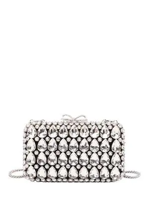 SELF-PORTRAIT Embellished Satin Crystal Clutch Bag - Multicolor
