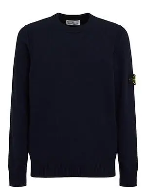 Stone Island STONE ISLAND Ribbed Cotton Crewneck Sweater Blue
