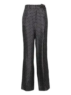 Prada Tailored Paisley Print Silk Trousers - Blue