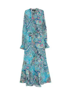 Etro Long Printed Dress - Blue