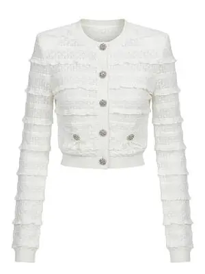 SELF-PORTRAIT Pointelle Diamante Cardigan - Multicolor