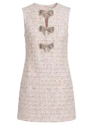 SELF-PORTRAIT Sequin Boucle Bow Mini Dress - Multicolor