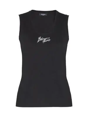 Balmain Logo Cotton Tank Top - Multicolor