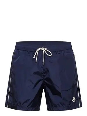 Moncler Navy Blue Nylon Logo Patch Swim Shorts - Multicolor