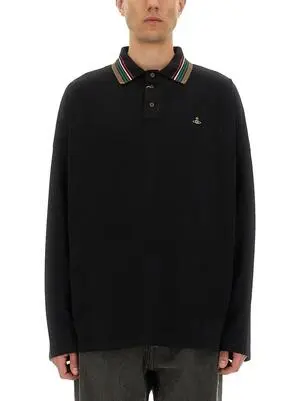 VIVIENNE WESTWOOD Long-sleeved Polo Shirt - Black