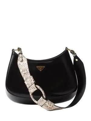 Prada Leather Shoulder Bag With Ayers-leather Detailing - Black